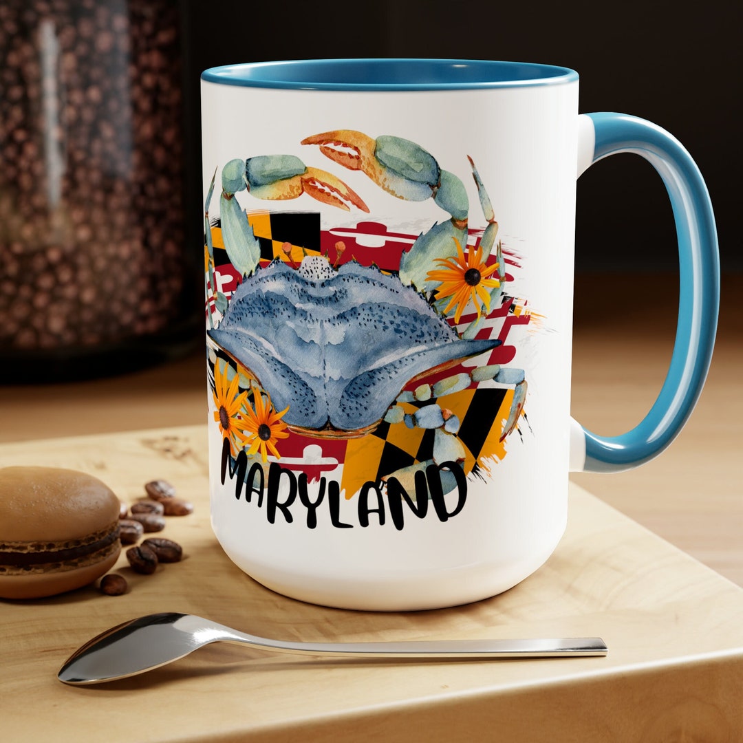 Maryland Flag Blue Crab 15 Oz Mug Cup, Moving to Maryland Home Gift ...
