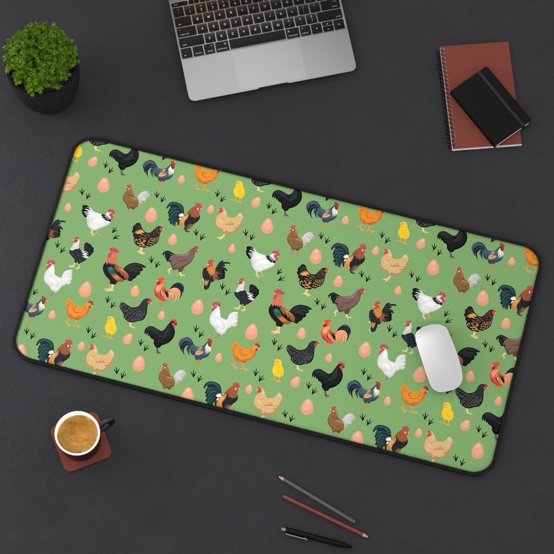 Chicken Desk Mat, Sage Green, Large Gaming Mousepad, Home Office Decor ...