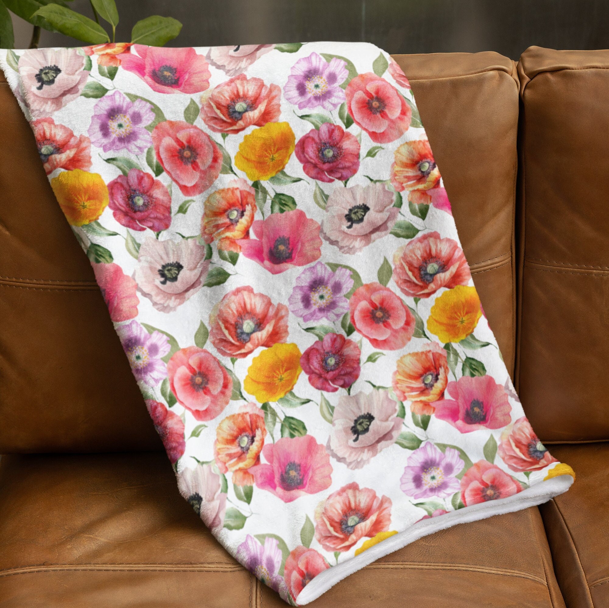 Spring Poppy Blanket, Floral Wildflower Throw, Easter Home Decor ...