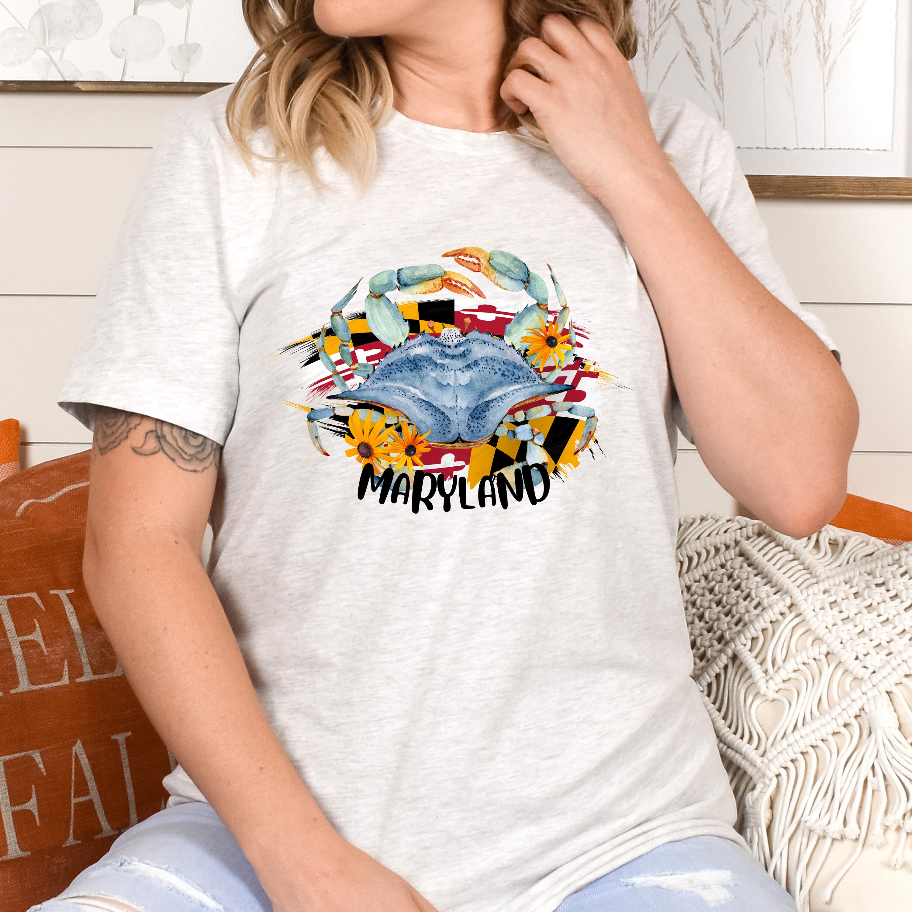 Maryland State Flag Blue Crab Shirt, Baltimore Maryland Gift, Ocean ...