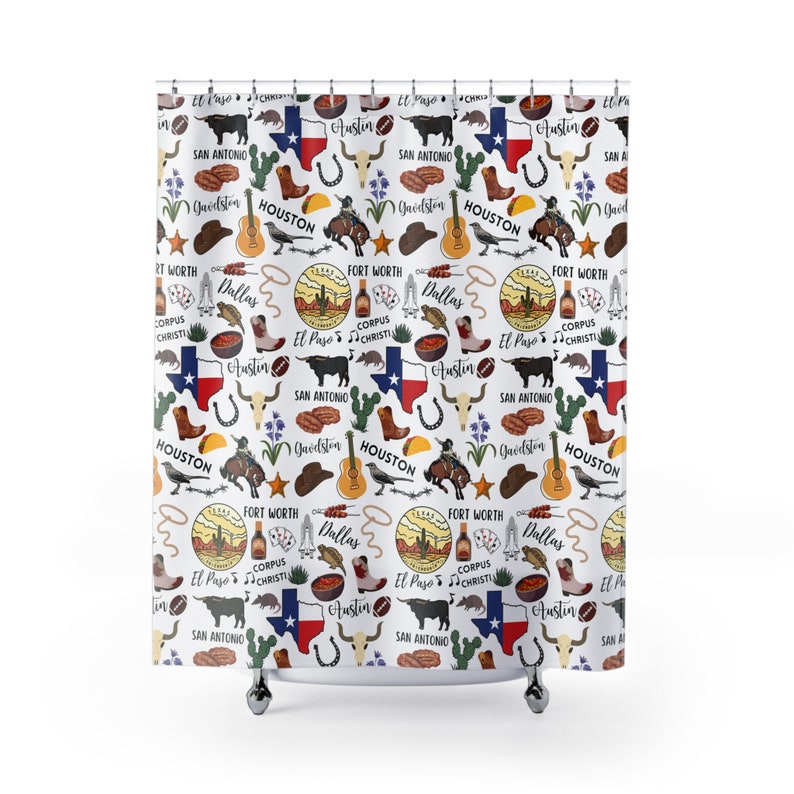 Texas Shower Curtain, Bathroom Home Decor, Bath Accessories, Guest ...
