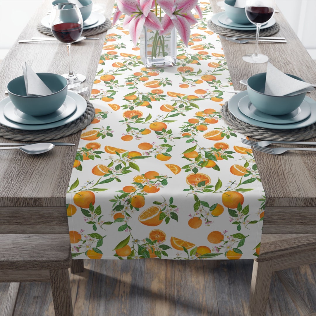 Orange Citrus Table Runner, Spring Summer Table Runner, Kitchen Dining ...