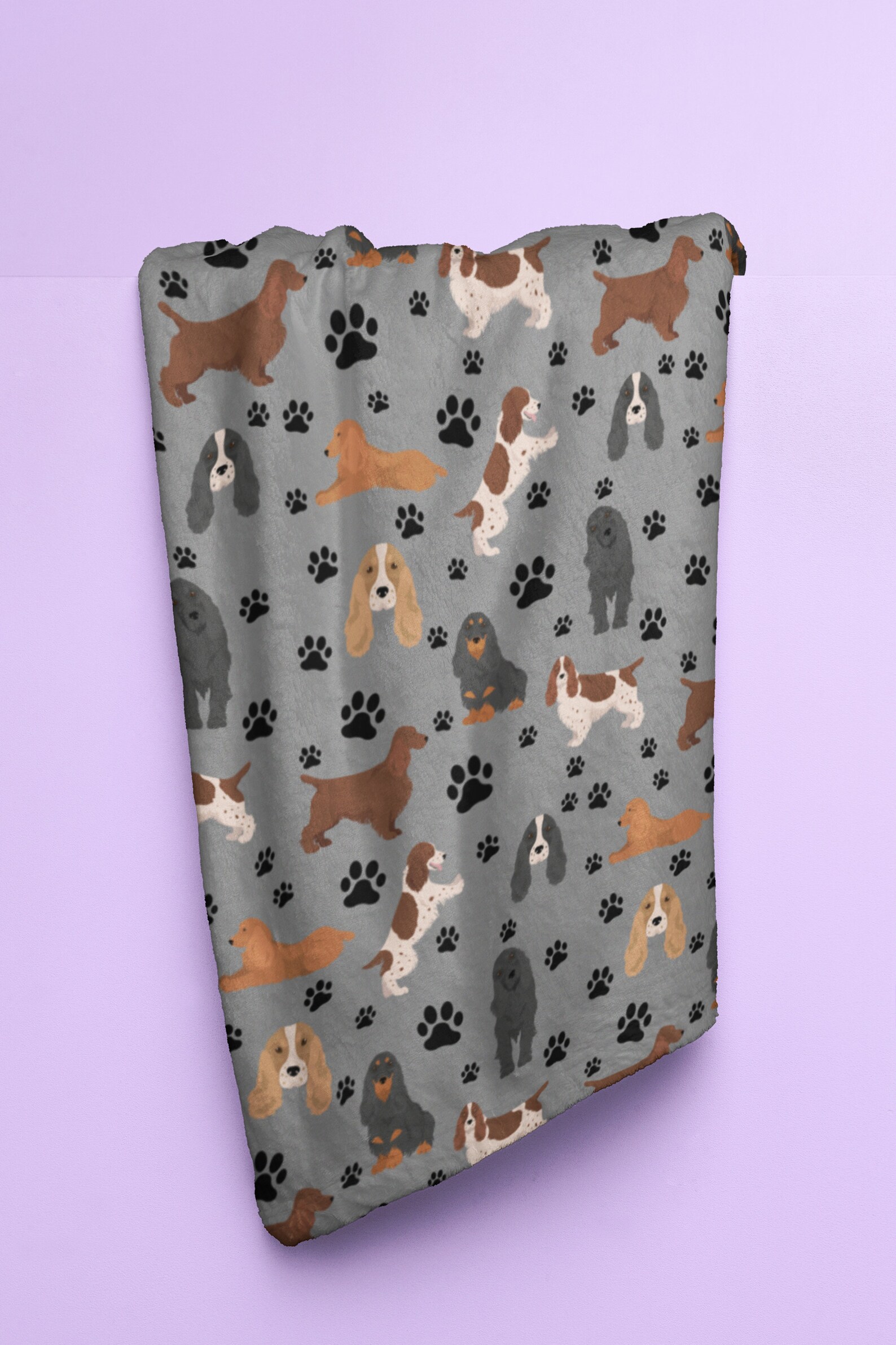 English Cocker Spaniel Blanket, Dog Mom Gift, Velveteen Plush, Sherpa ...