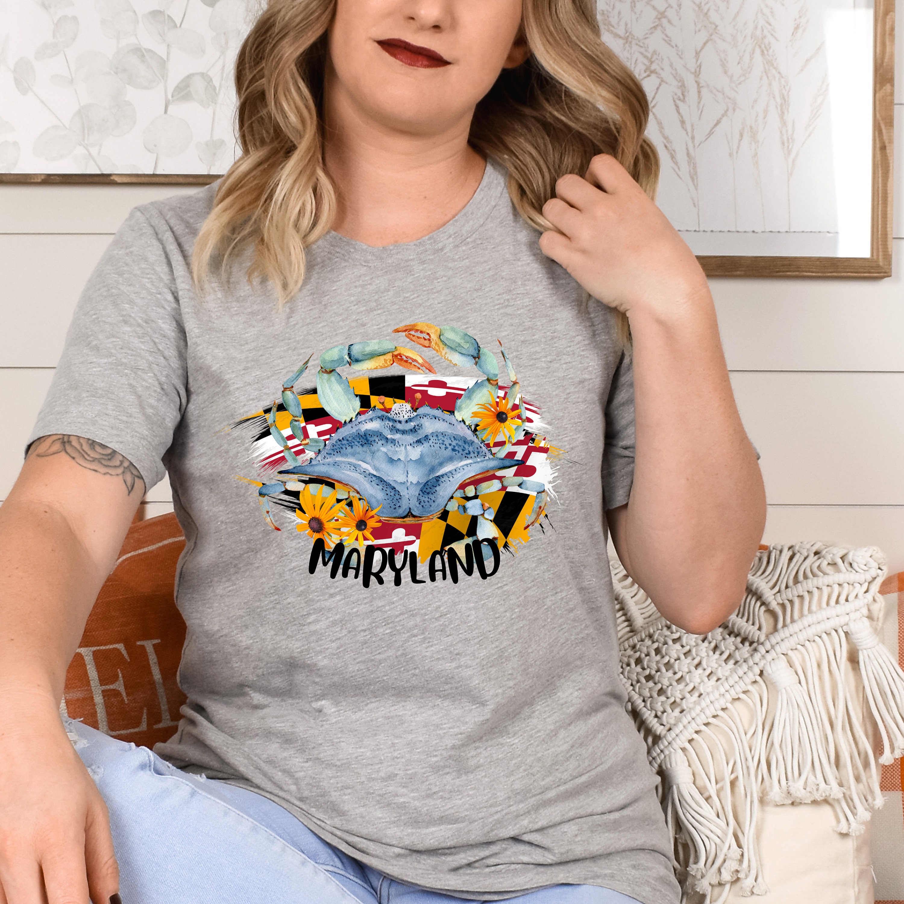 Maryland State Flag Blue Crab Shirt, Baltimore Maryland Gift, Ocean ...