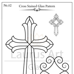 Cross Stained Glass Pattern, PDF, Printable Cross Pattern, Instant ...