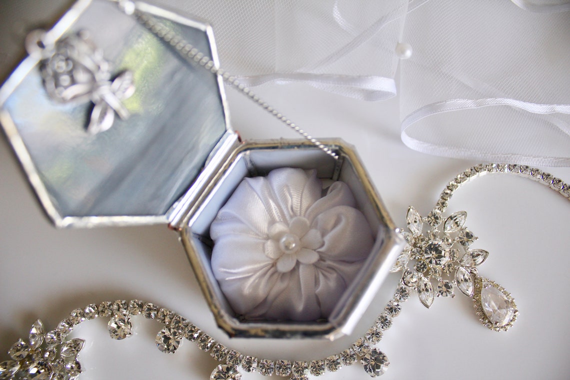 Silvery Grey Wedding Ring Box, Ring Holder Box, Winter Style Wedding ...