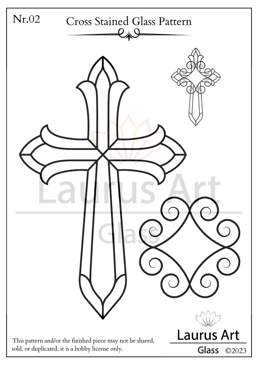 Cross Stained Glass Pattern, PDF, Printable Cross Pattern, Instant ...