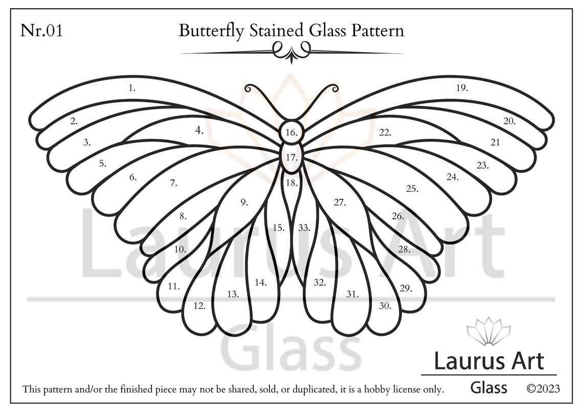 Butterfly Stained Glass Pattern, PDF, Printable Butterfly Pattern ...
