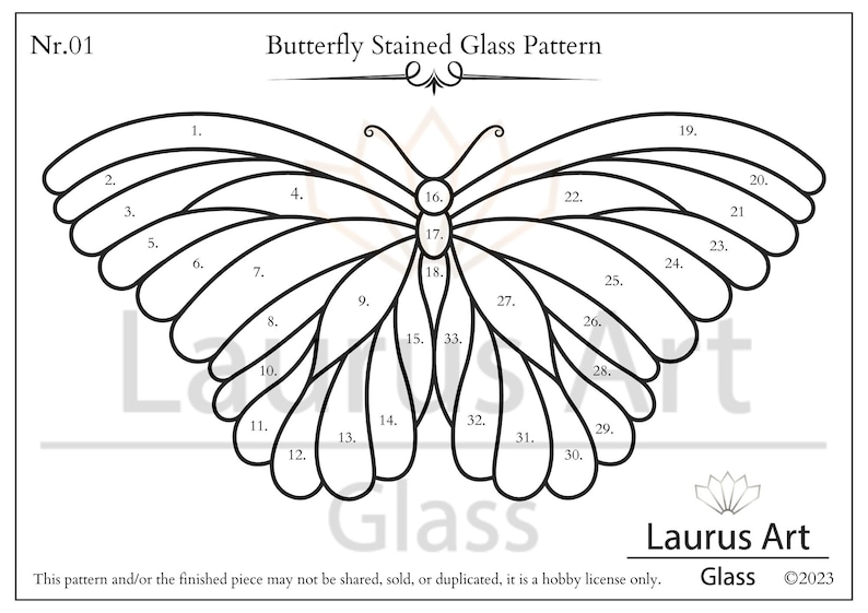Butterfly Stained Glass Pattern, PDF, Printable Butterfly Pattern ...