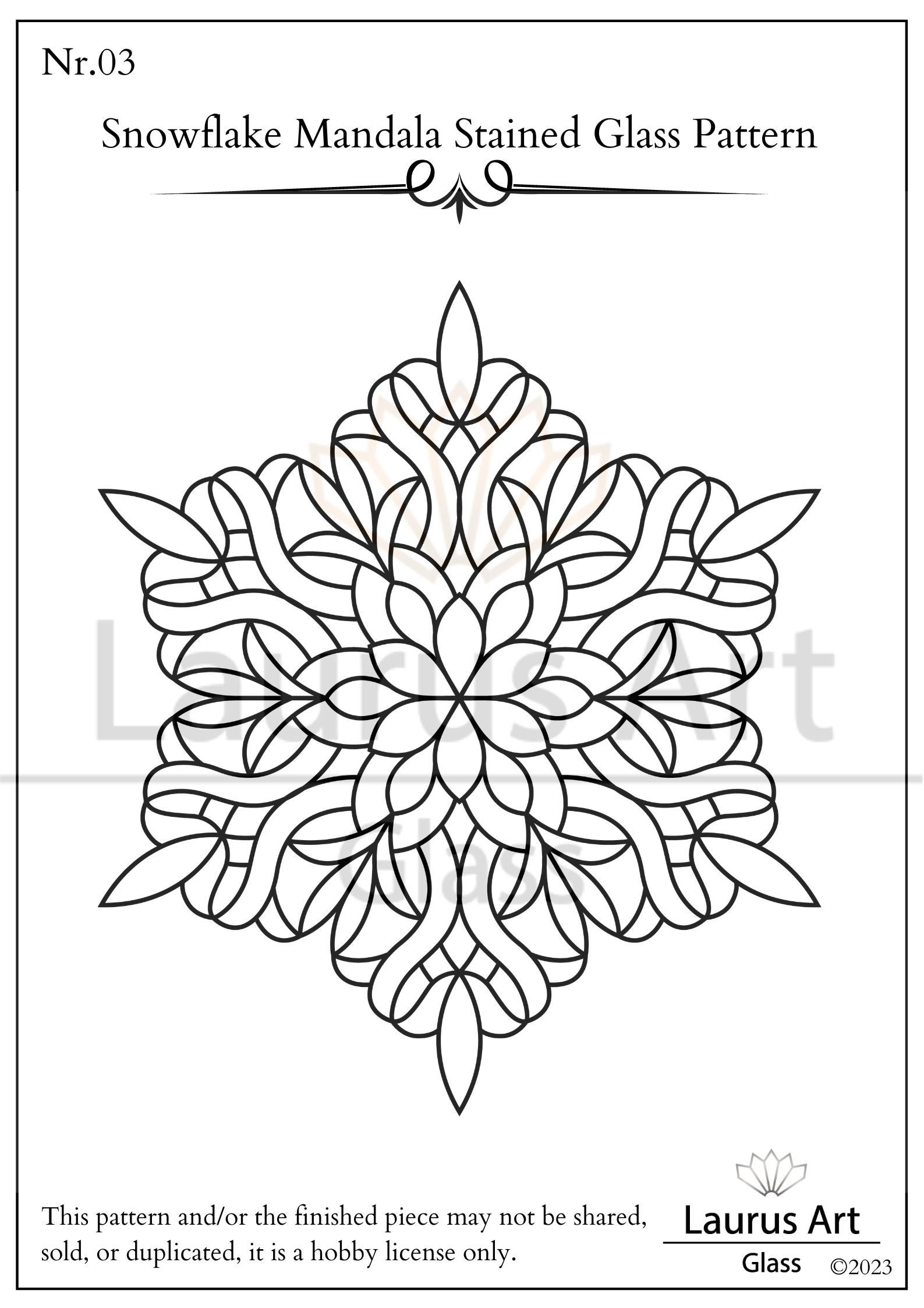 Snowflake Mandala Stained Glass Pattern, Printable PDF Pattern, Instant ...