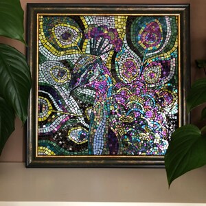 Peacock Mosaic Art, Colorful Iridescent Peacock Wall Art, Original ...