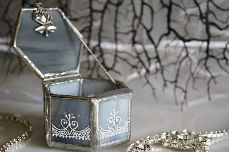 Silvery Grey Wedding Ring Box Ring Holder Box Winter Style | Etsy