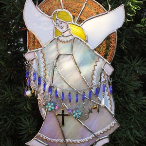 Christmas Stained Glass Angel Suncatcher, Large Guardian Angel Decor ...