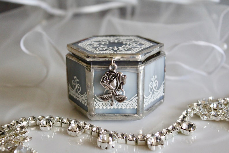 Silvery Grey Wedding Ring Box, Ring Holder Box, Winter Style Wedding ...