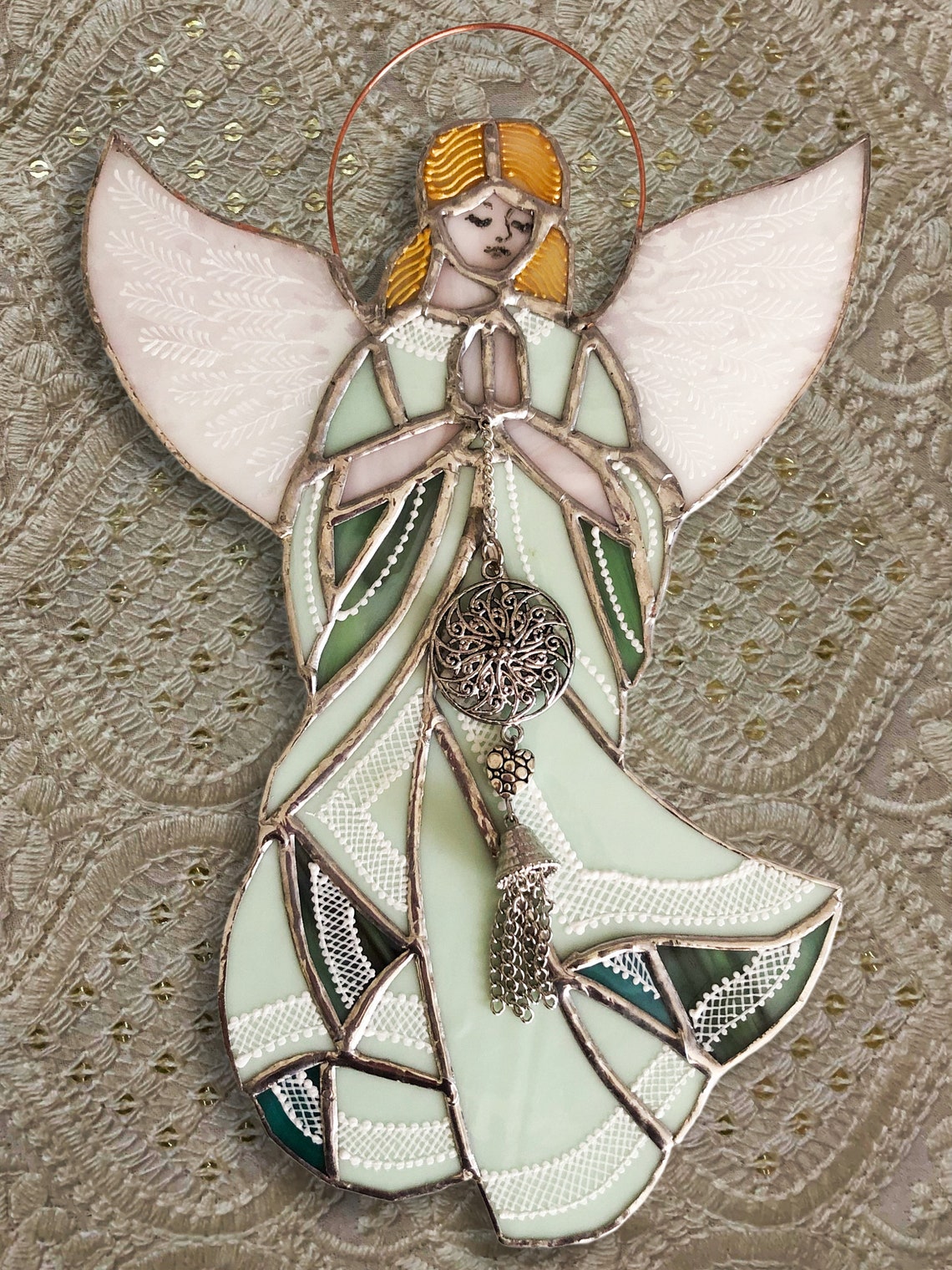 Praying Stained Glass Angel for Christmas Guardian Angel Sun - Etsy