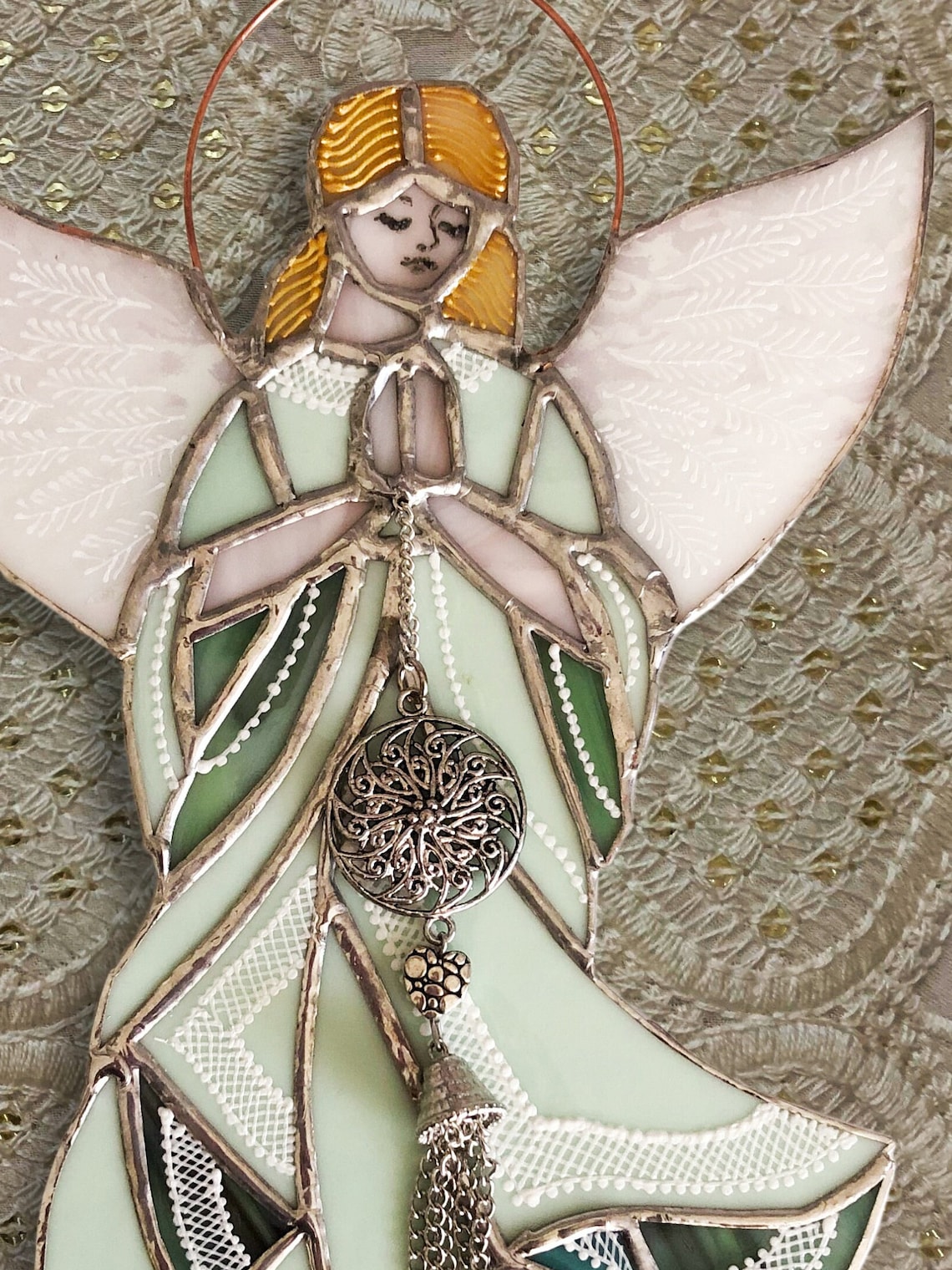 Praying Stained Glass Angel for Christmas Guardian Angel Sun - Etsy