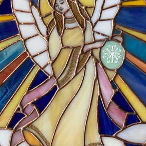 Stained Glass Angel for Christmas, Guardian Angel Oval Sun Catcher ...