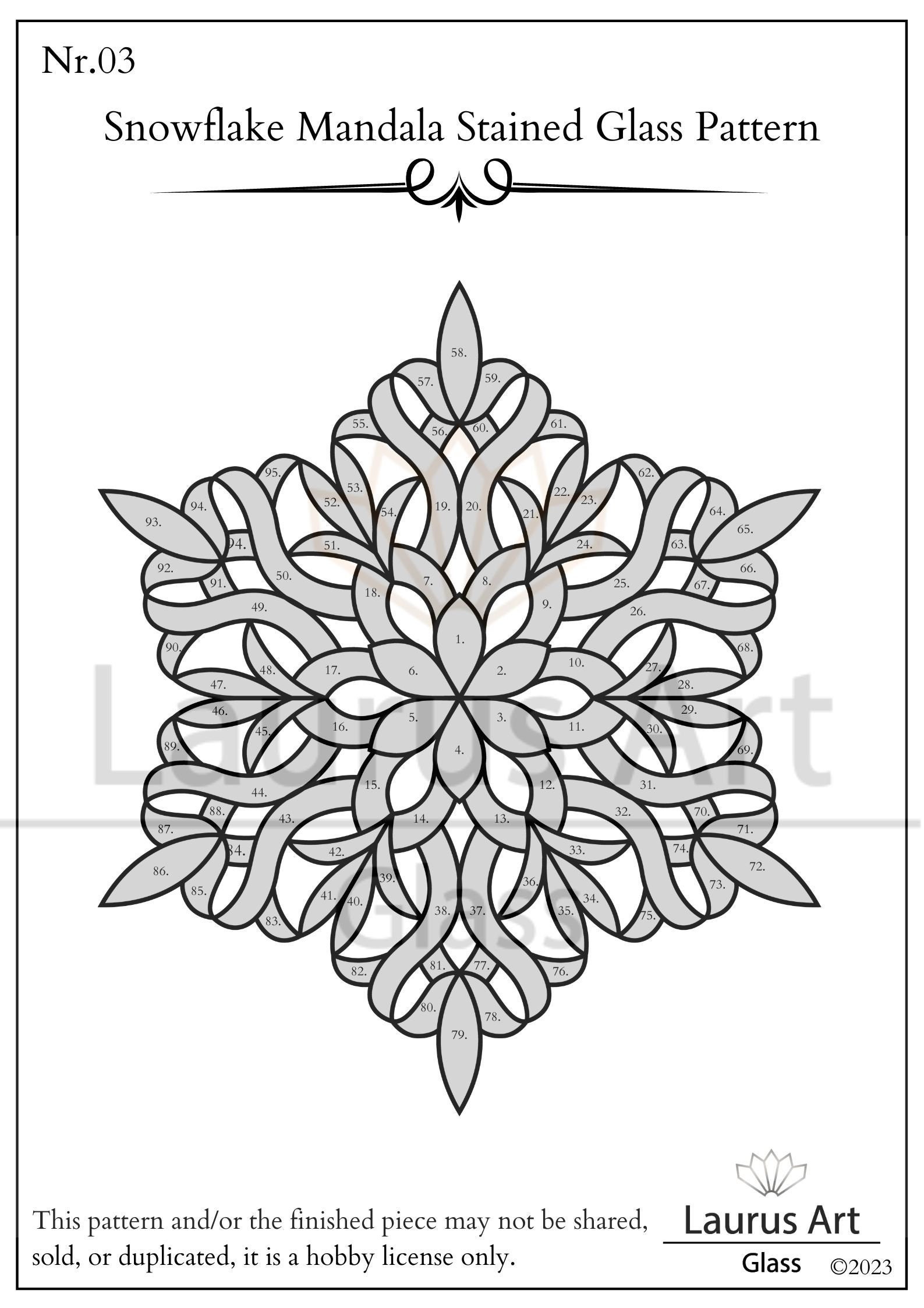 Snowflake Mandala Stained Glass Pattern, Printable PDF Pattern, Instant ...
