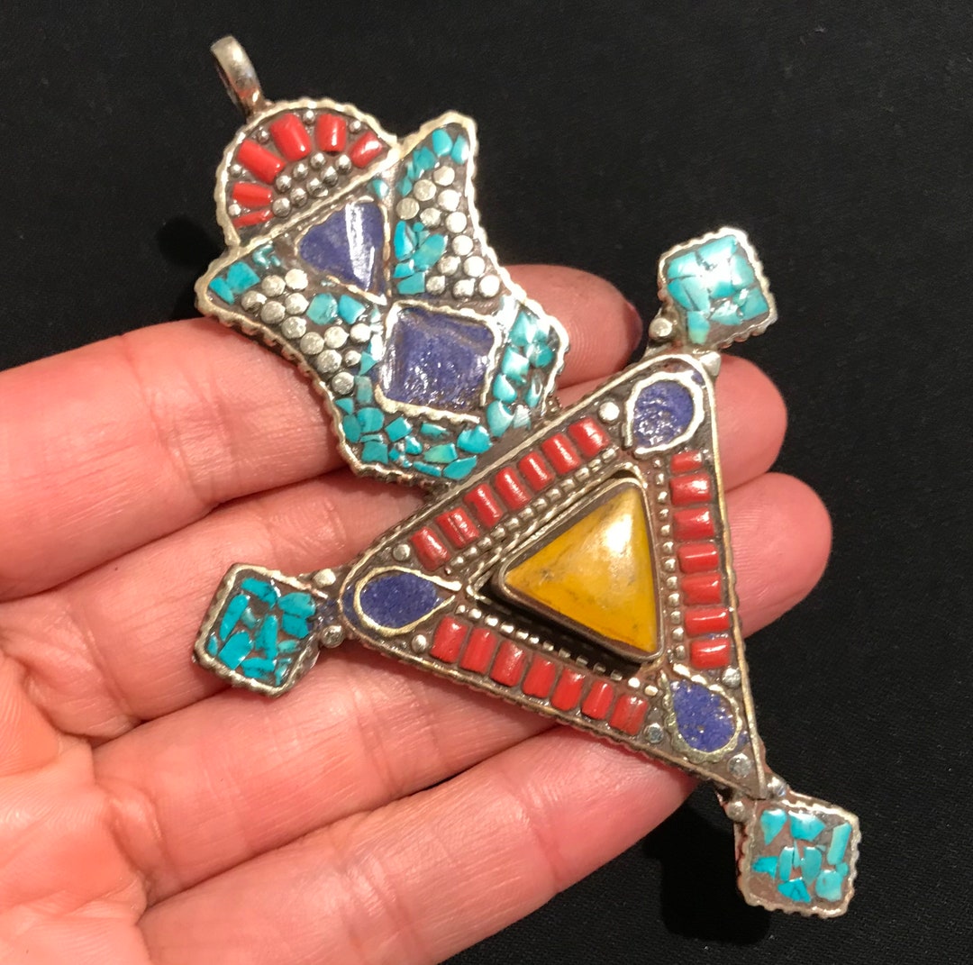 Moroccan Pendant , Southern Moroccan Cross Necklace , Moroccan Berber ...