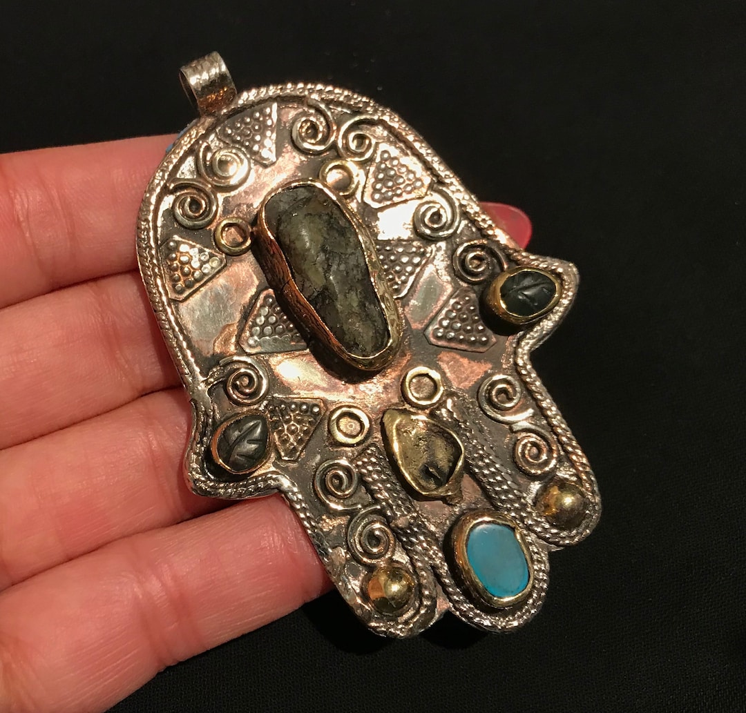 Khamsa Pendant,khamsa Hands of Fatima,protection Pendent,khamsa Jewelry,blessing Necklace ...