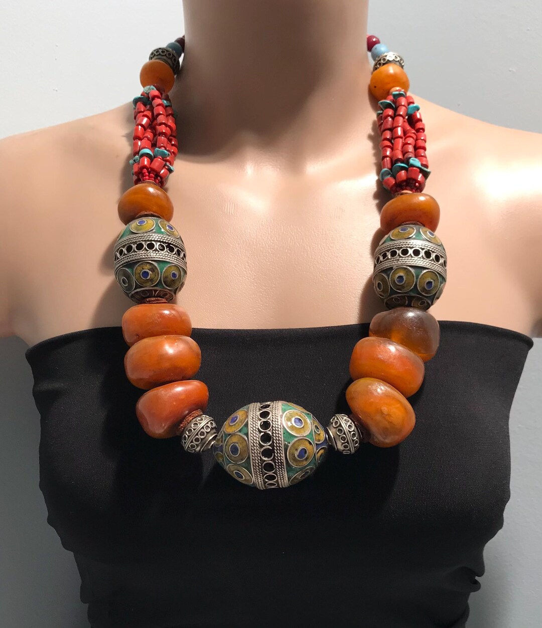 Berber Necklace Moroccan Enamel Necklace Tribal Jewelry - Etsy