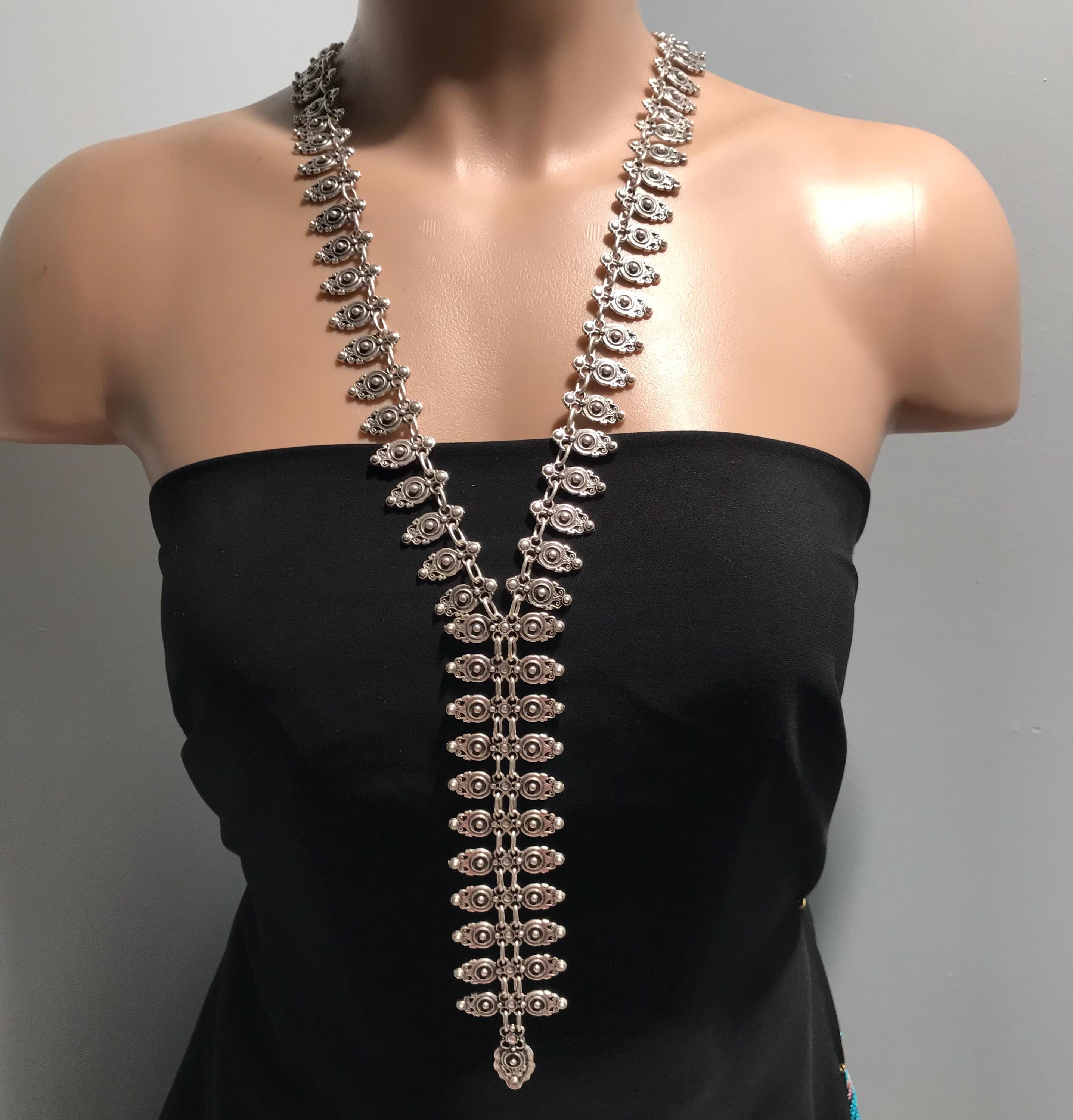 Handmade Middle Eastern Necklace: Boho Tribal Metal Statement Jewelry ...