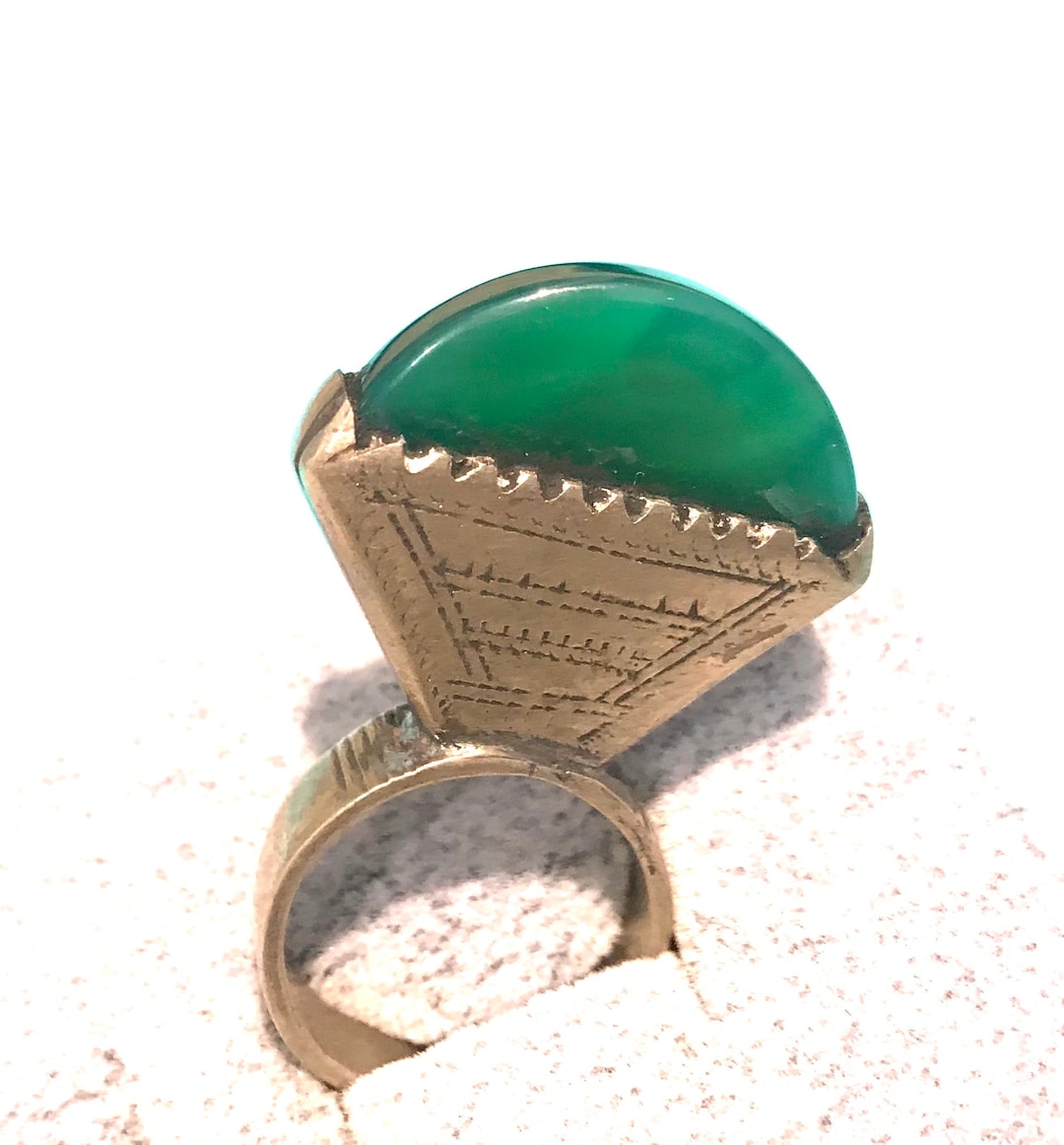 Moroccan Ring , Size 8 Green Onyx Ring , Vintage Ring , Old Moroccan Berber Ring , Moroccan ...