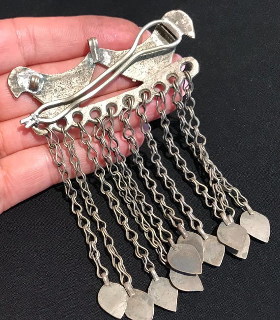 Vintage Hazara Tribe Hair Clip: Afghan Nomadic Jewelry - Gem