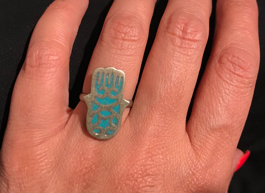 Khamsa Ring Size 8-hands of Fatima Ring, Vintage Ring- Statement ...