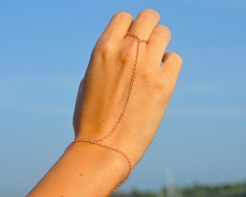 Rose Gold Chain Bracelet Hand Chain Bracelet Lariat - Etsy
