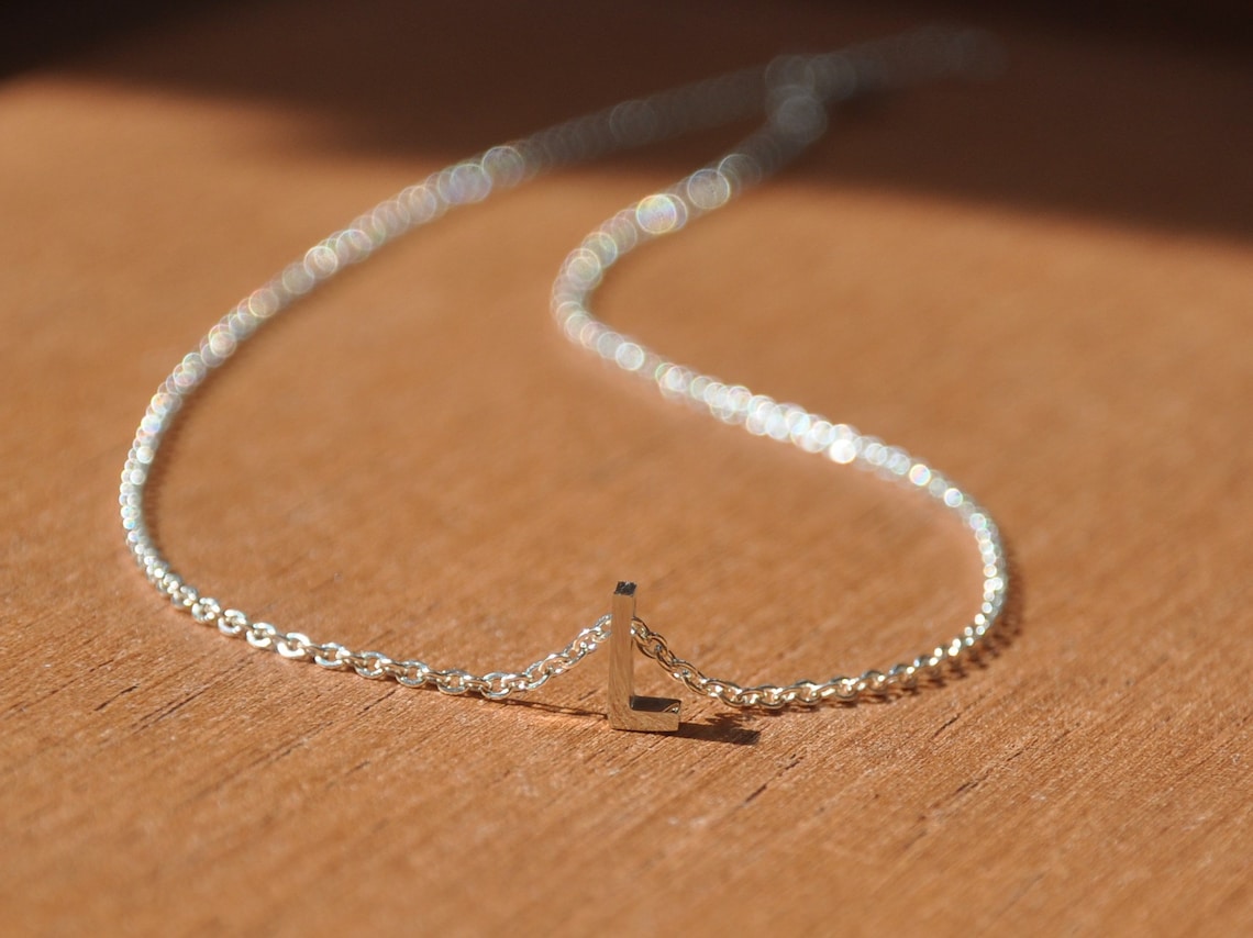 L Necklace Initial L Necklace Letter L Necklace Bridesmaid | Etsy