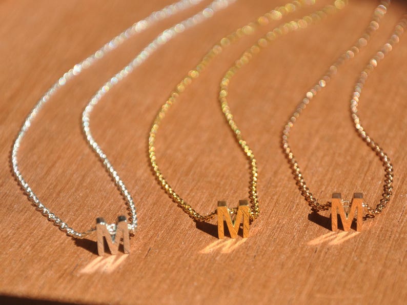 M Necklace | Initial M Necklace, Letter M Necklace, NON-TARNISH ...