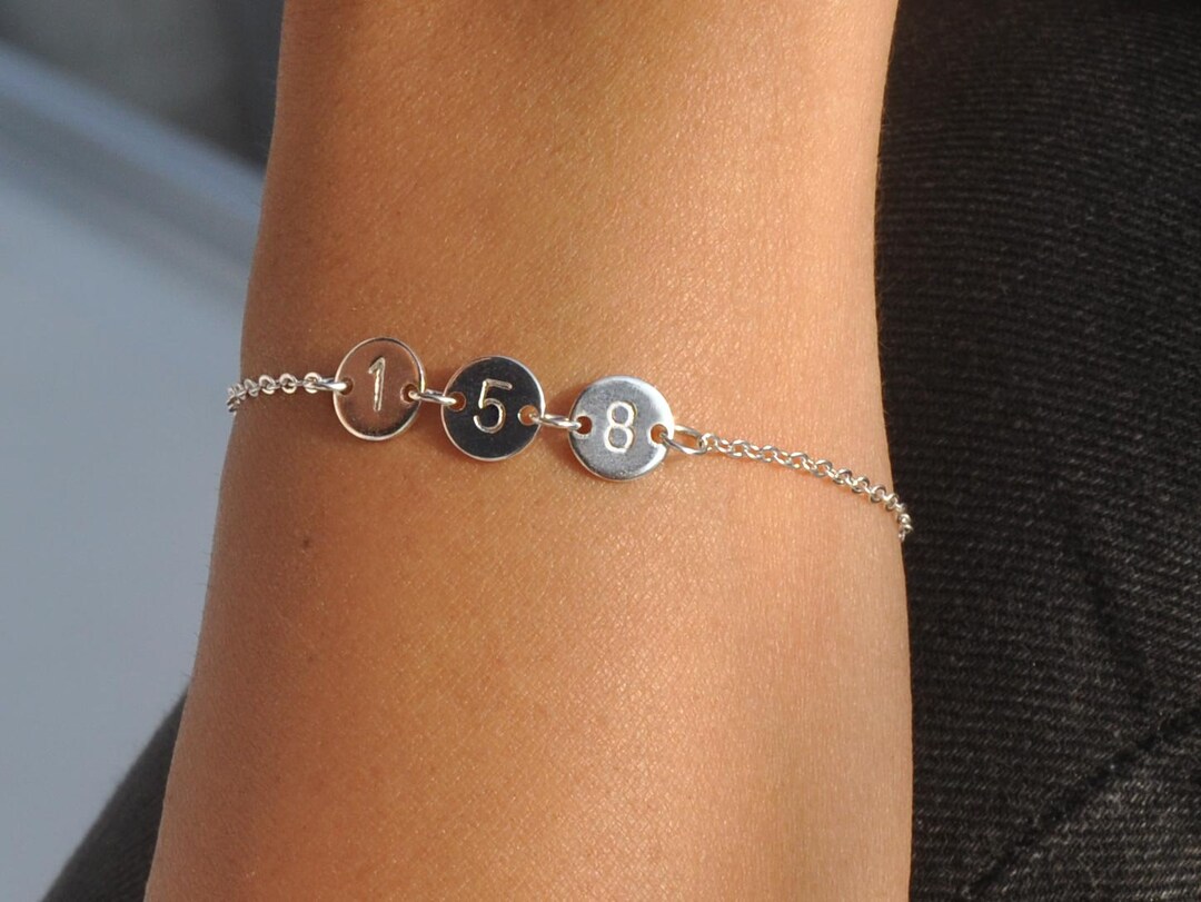 Number Bracelet | Custom Number Bracelet, Personalized Date Bracelet ...