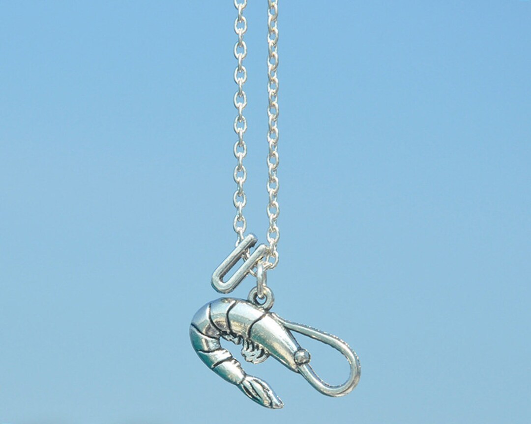 Silver Shrimp Necklace | Personalized Prawn Necklace, Cute Silver ...