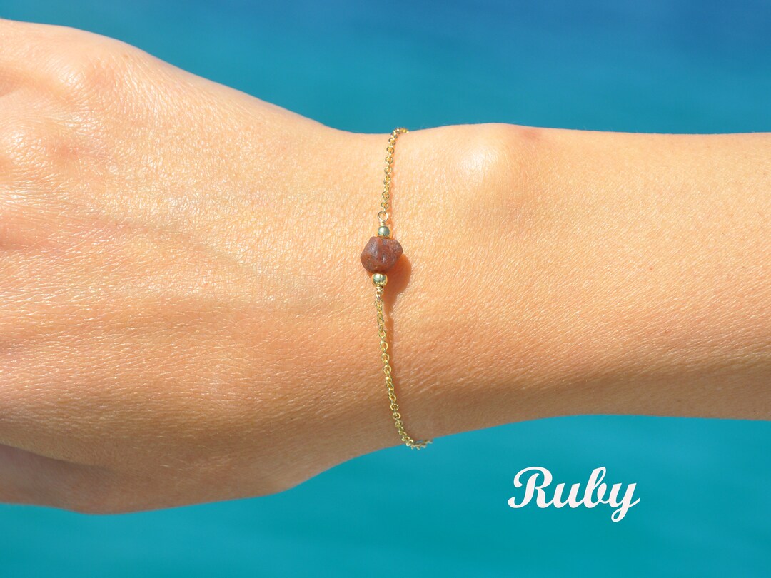 Genuine Ruby Bracelet in Gold Fill Sterling Silver and Rose Gold by ...