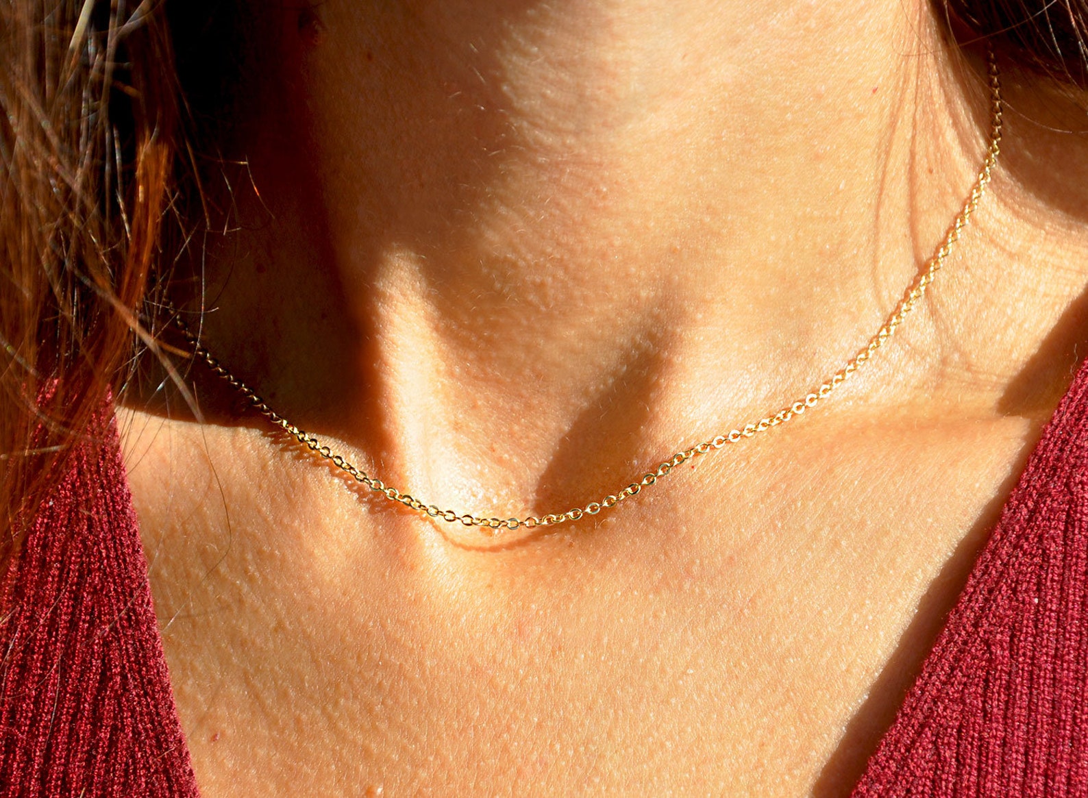 Necklace Plain Chain Dainty Thin Chain Choker Necklace | Etsy