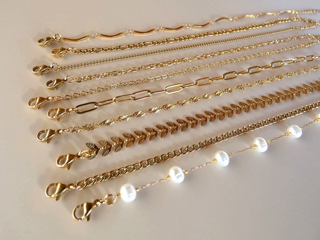 Gold STAINLESS-STEEL Chain Bracelet | WATERPROOF | 18K Gold Chain ...