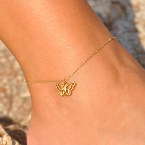 Gold Butterfly Anklet | Gold, Silver Butterfly Charm Ankle Bracelet ...