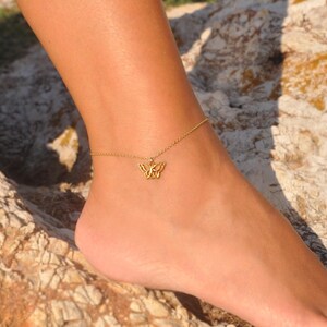 Gold Butterfly Anklet | Gold, Silver Butterfly Charm Ankle Bracelet ...