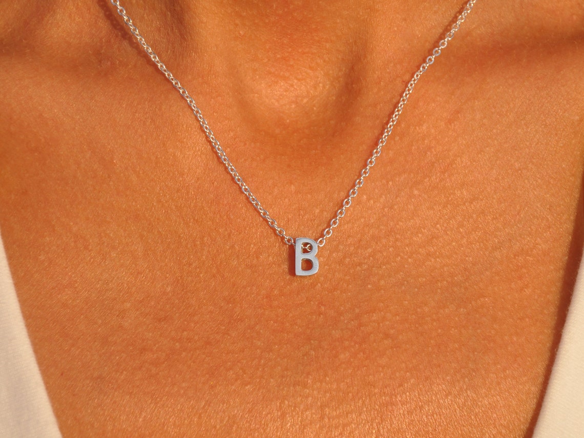 B Necklace Letter B Necklace Initial B Necklace | Etsy