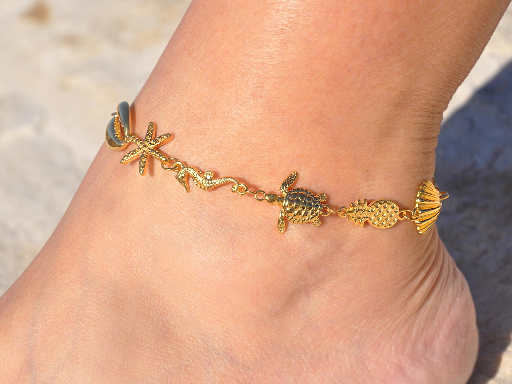 Beach Themed Anklet by Seasidemotifs Personalized Beach - Etsy