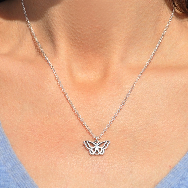 Butterfly Necklace Silver - Etsy