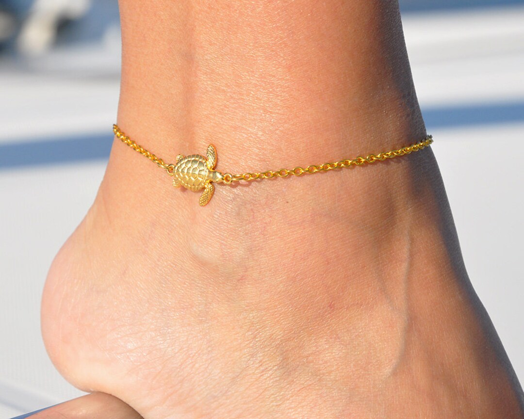 Anklet With Turtle Personalized Sea Turtle Ankle Bracelet - Etsy