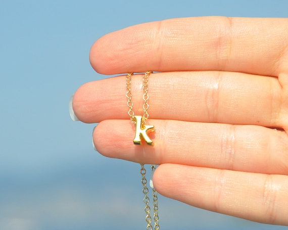 K Necklace Initial K Necklace Letter K Necklace Lowercase Etsy