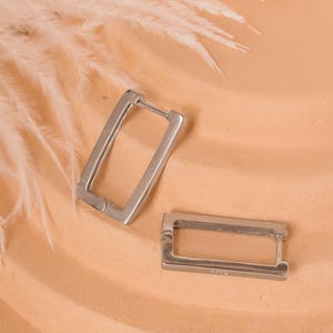 Rectangle Hoop Earrings • Edgy Link Oblong Rectangle Hoops • Gold ...