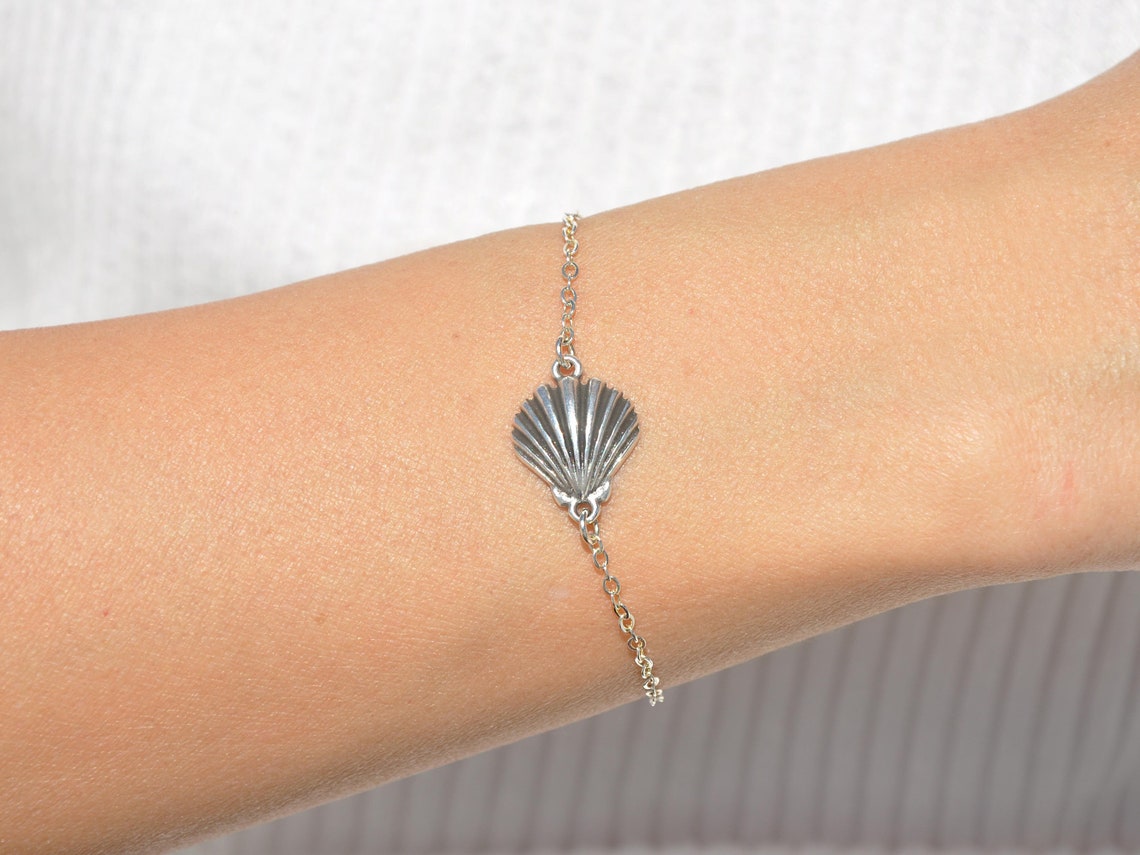 Shell Bracelet Personalized Gold Silver Sea Shell Charm | Etsy