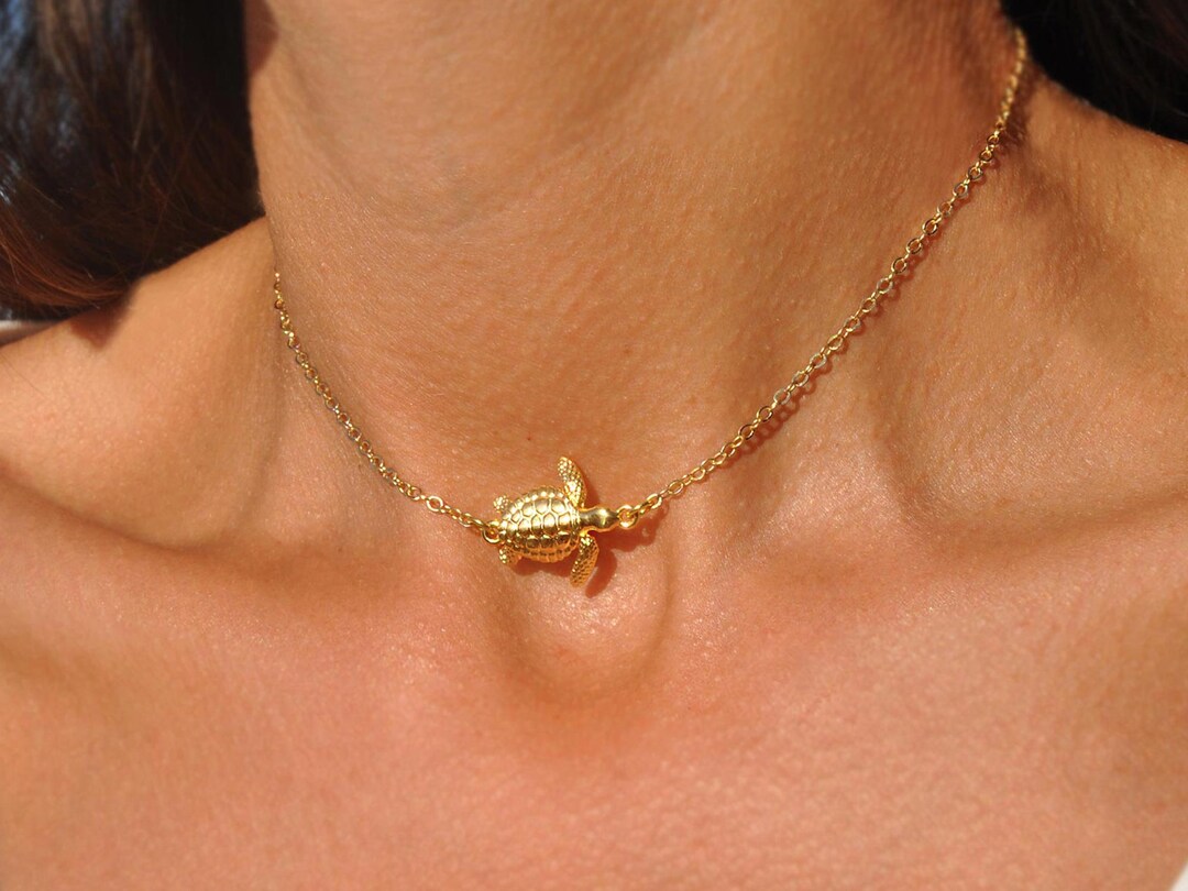 Cute Sea Turtle Choker Gold Turtle Choker Necklace Silver - Etsy