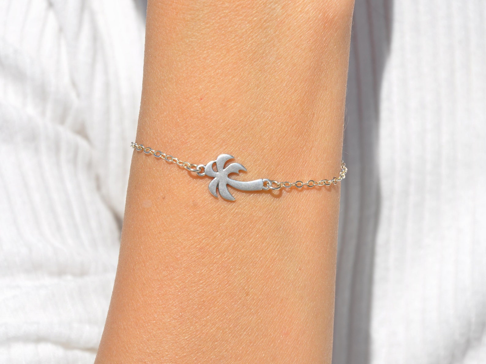 Coconut Tree Bracelet, Gold Palm Tree Bracelet, Personalized Palm Tree ...