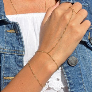 Gold Hand Chain Bracelet | Finger Bracelet | Layering Bracelet | Lariat ...