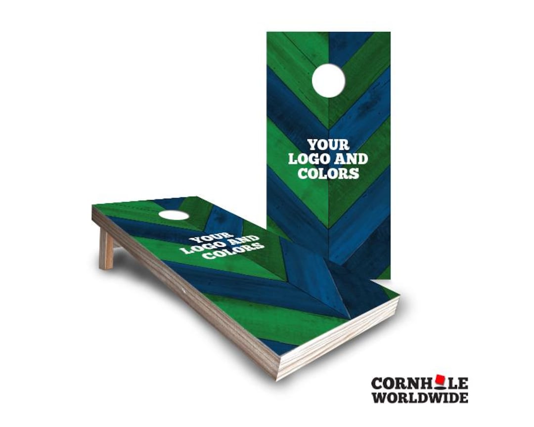 Custom Logo Cornhole Boards Set – Personalized Diagonal Woodplank ...